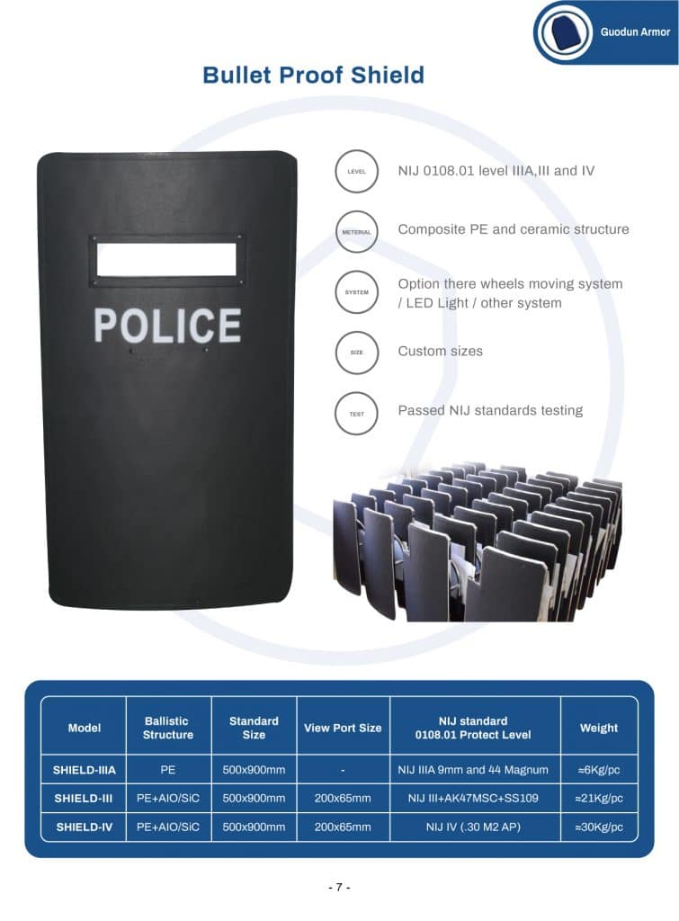 Portable Level IIIA Bulletproof Shield press from UHMWPE fabric meets ...